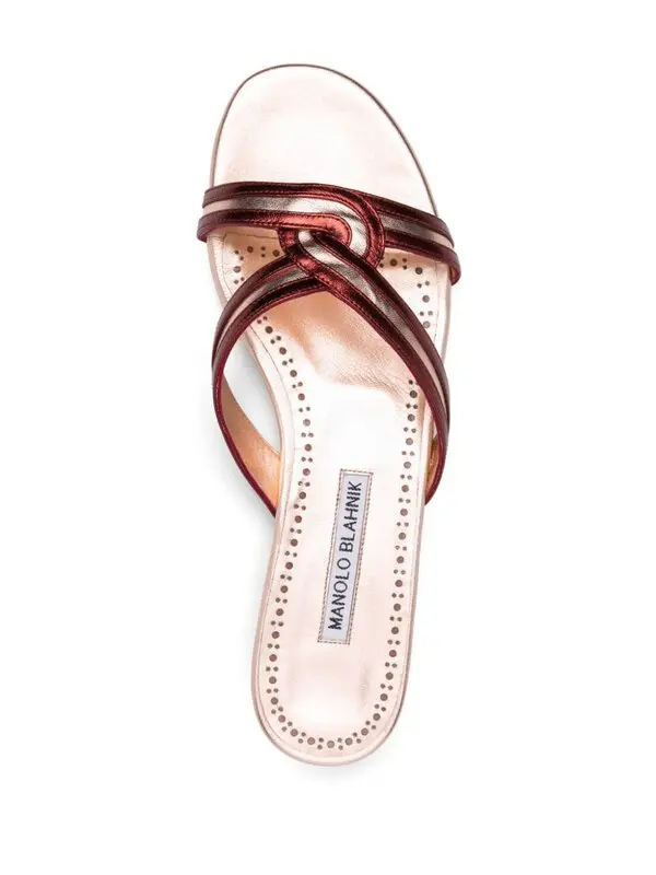 Manolo Blahnik Gasachan Leather Slides