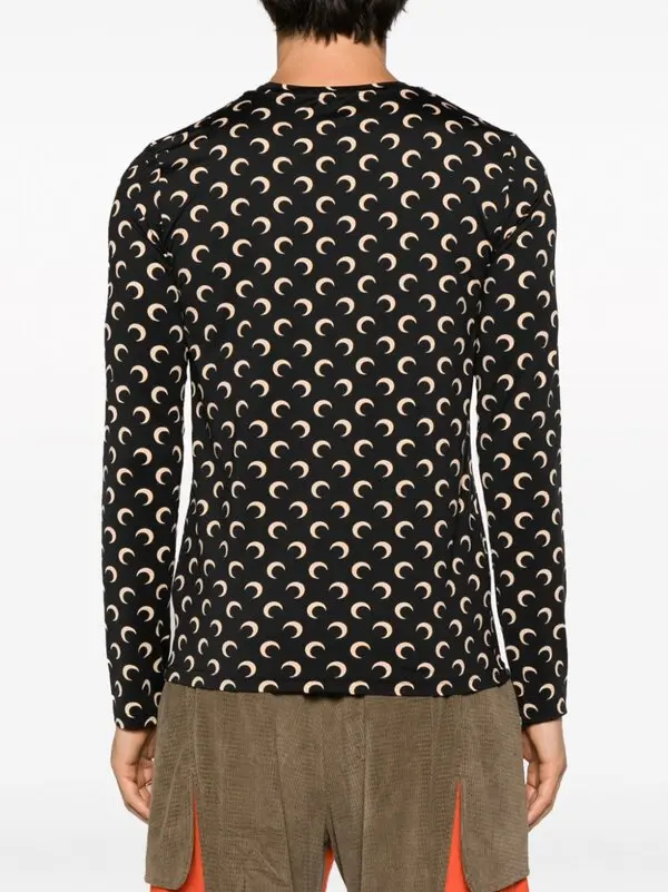 MARINE SERRE Regenerated Second Skin Top With Crescent Moon Print - Black