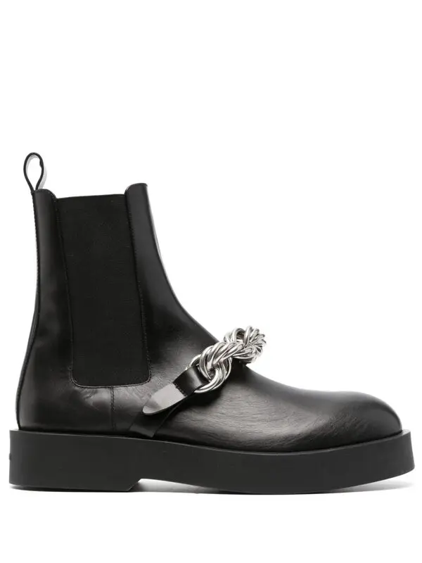 JIL SANDER Chain-link Leather Chelsea Boots