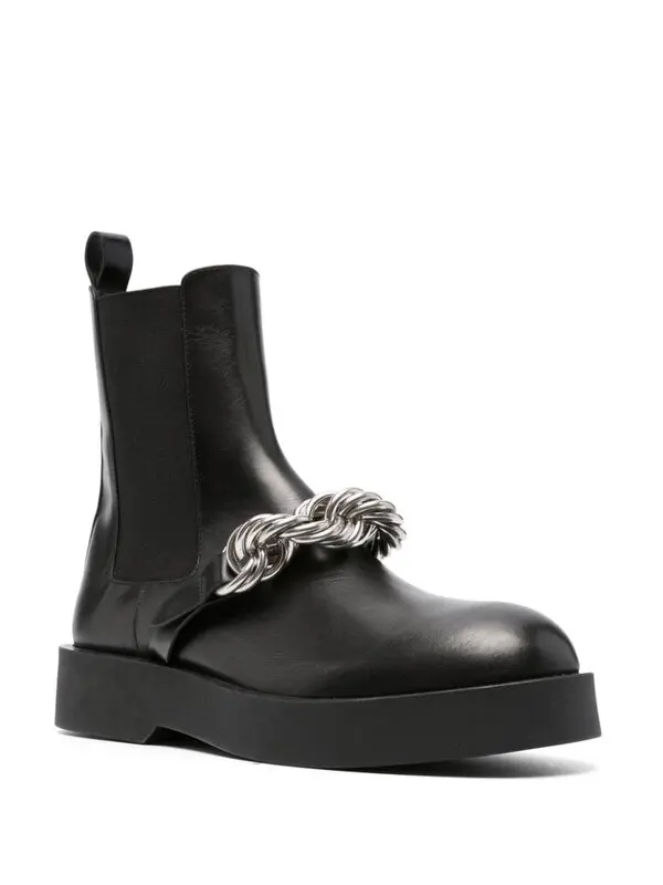 JIL SANDER Chain-link Leather Chelsea Boots