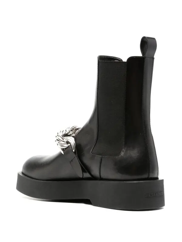 JIL SANDER Chain-link Leather Chelsea Boots