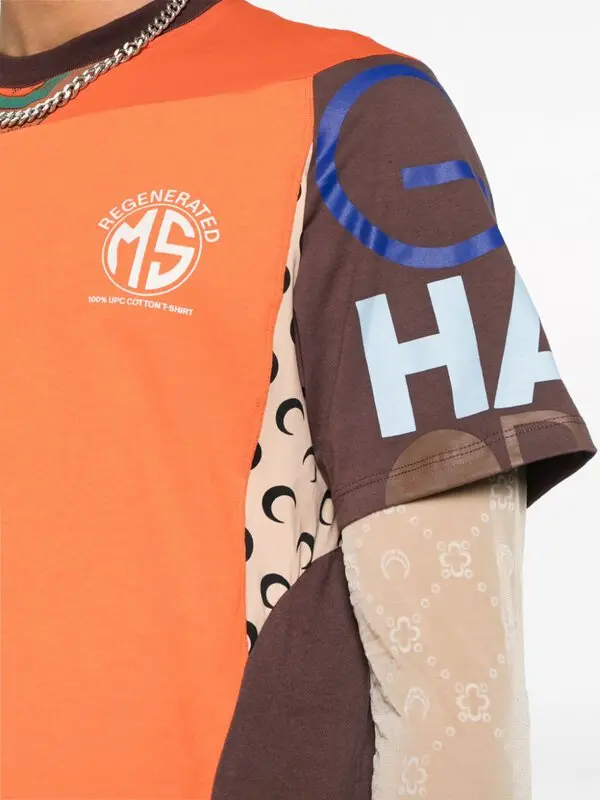 MARINE SERRE Regenerated Patchwork T-shirt - Orange