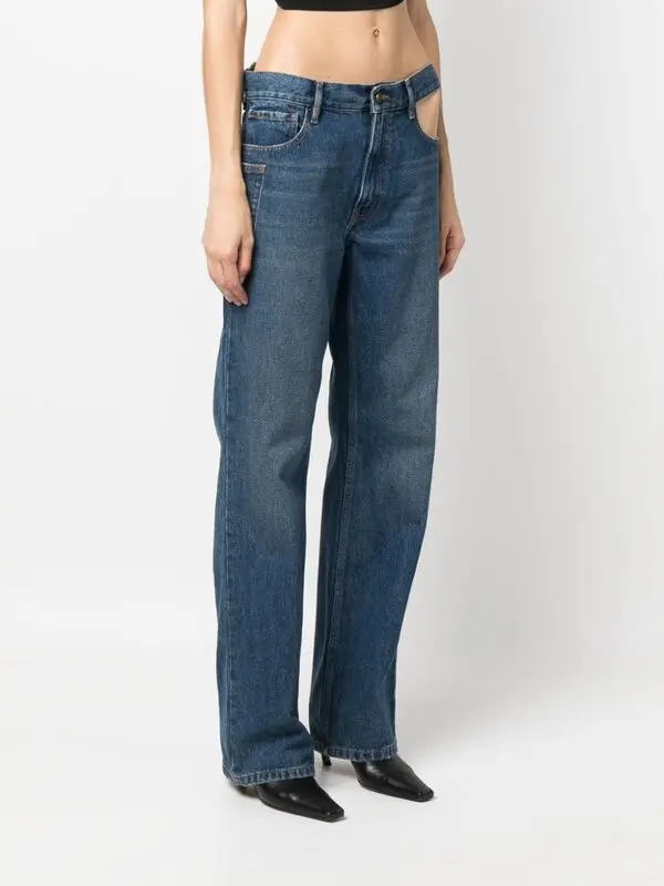 Gauchère Cut-out Straight-leg Jeans - Blue
