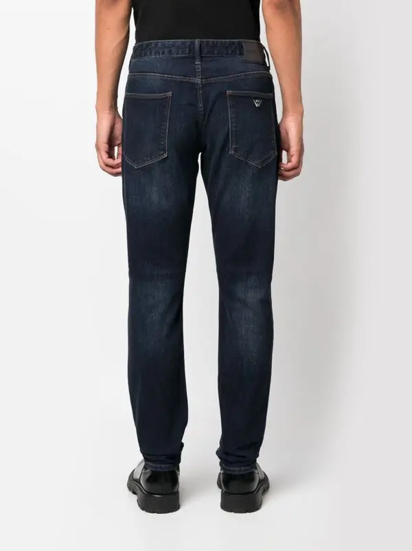 Emporio Armani Logo Plaque Straight Leg Jeans - Blue