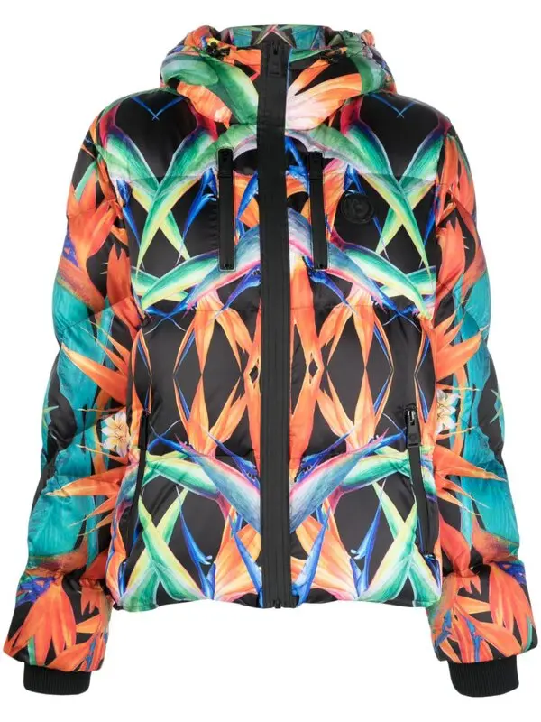PLEIN SPORT Botanical-print Hooded Puffer Jacket