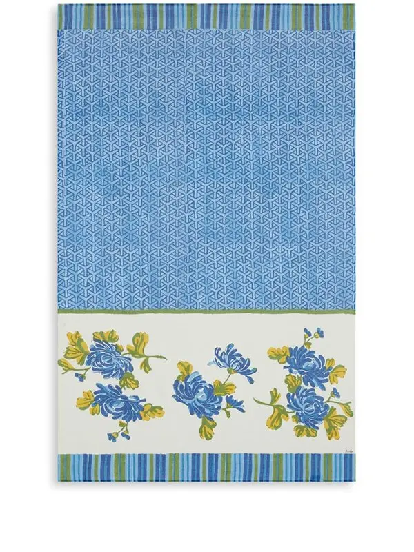 LISA CORTI Vienna Floral-print Beach Towel - Blue