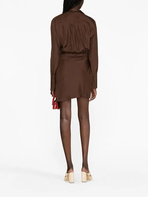Gauge81 Gravia Draped Silk Shirtdress - Brown