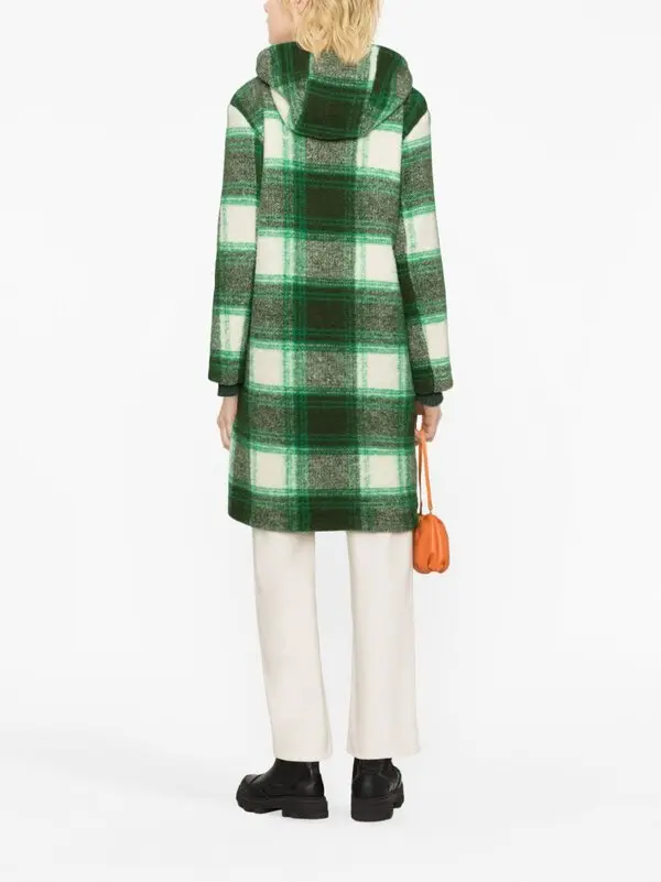 Woolrich Checked Hooded Wool-blend Coat - Green