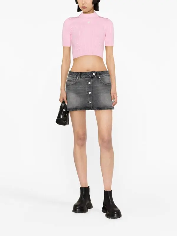 COURREGES Trucker Denim Miniskirt - Grey