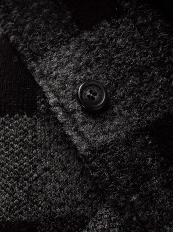Woolrich Checked Hooded Wool-blend Coat - Black
