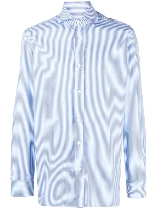 LUIGI BORRELLI Long-sleeve Striped Cotton Shirt