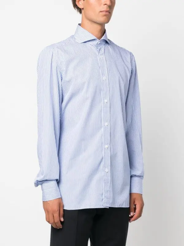 LUIGI BORRELLI Long-sleeve Striped Cotton Shirt