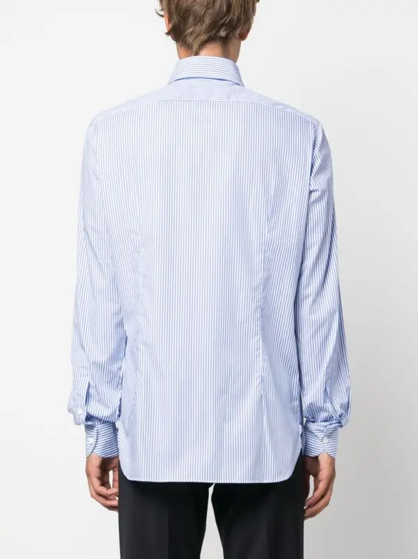 LUIGI BORRELLI Long-sleeve Striped Cotton Shirt