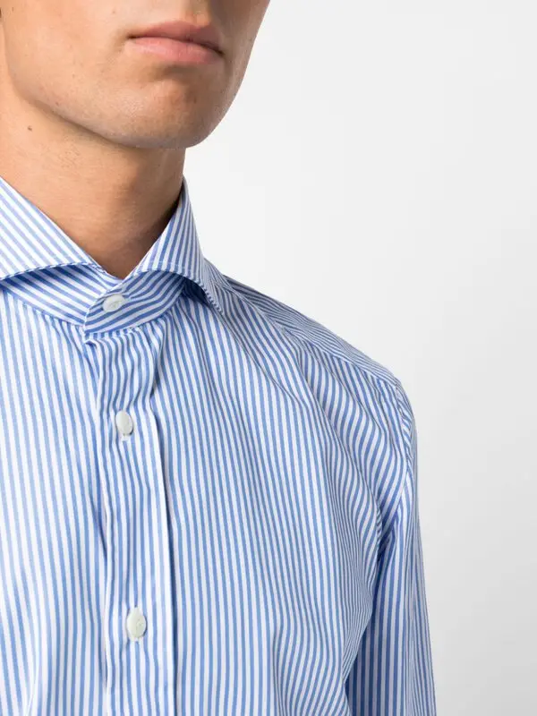 LUIGI BORRELLI Long-sleeve Striped Cotton Shirt