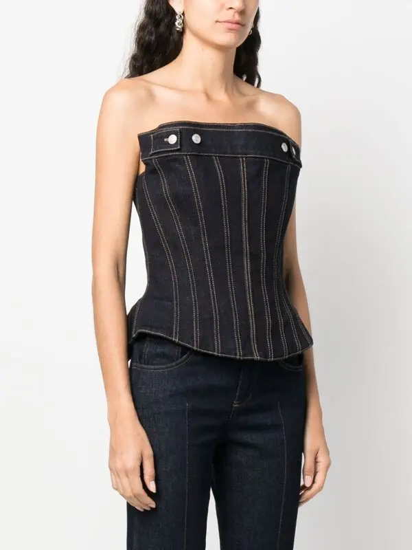 Alexander McQueen Denim Bustier Top