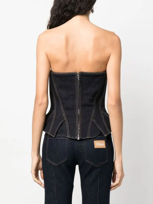 Alexander McQueen Denim Bustier Top