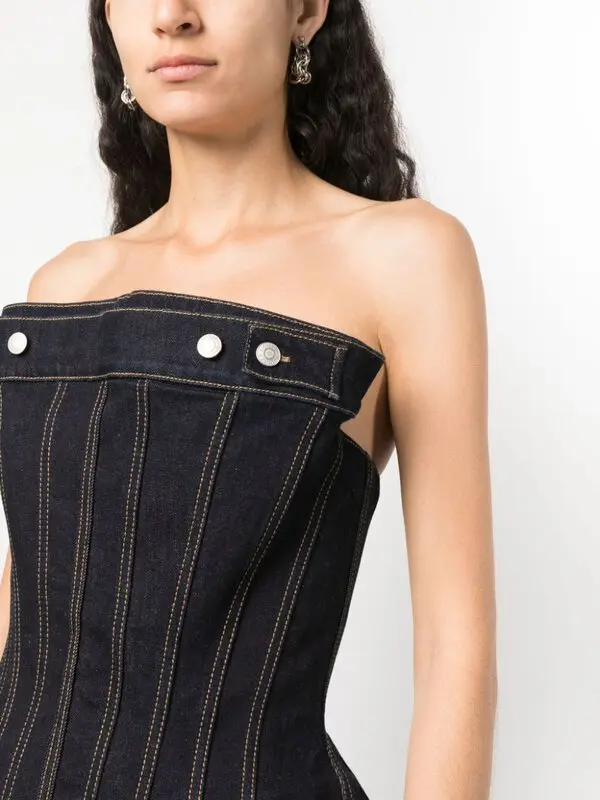 Alexander McQueen Denim Bustier Top