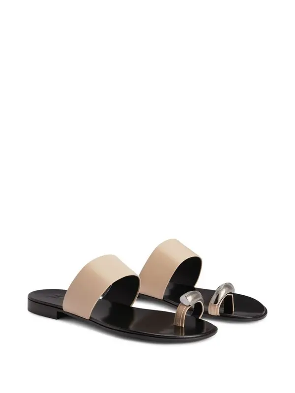 GIUSEPPE ZANOTTI Norbert Leather Toe-loop Sandals - Neutrals