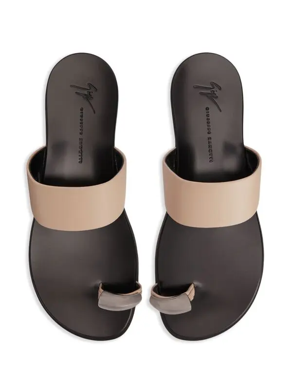 GIUSEPPE ZANOTTI Norbert Leather Toe-loop Sandals - Neutrals