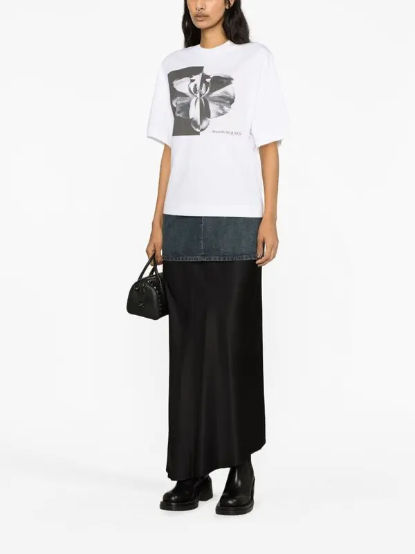 Alexander McQueen Photographic Orchid-print T-shirt - White