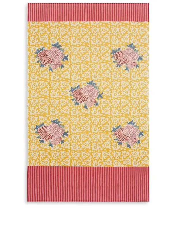 LISA CORTI Arabesque Corolla Floral-print Beach Towel - Yellow