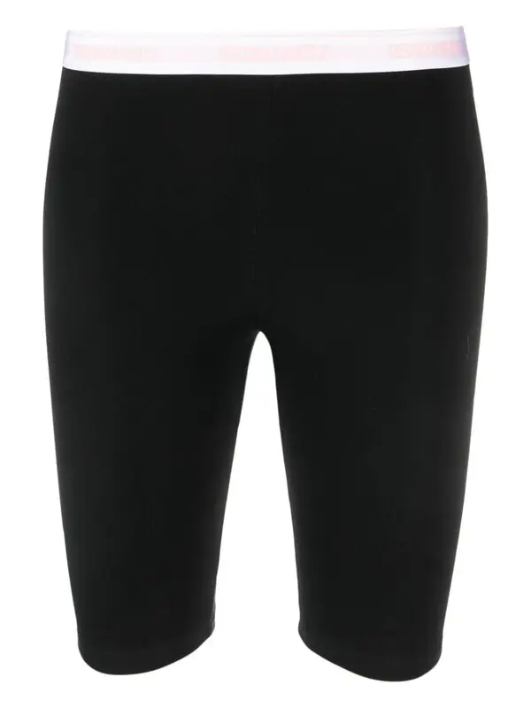 Dsquared2 Logo-waistband Stretch-cotton Cycling Shorts - Black