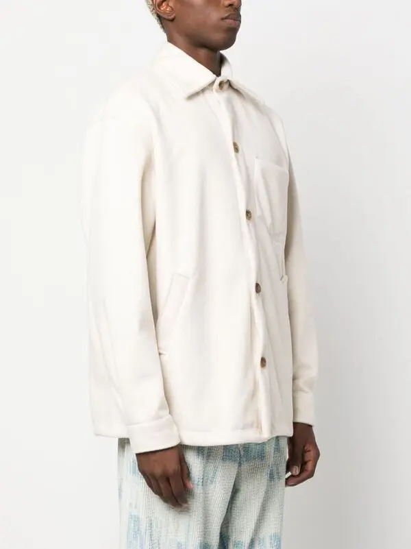 Gcds Logo-embroidered Overshirt - White