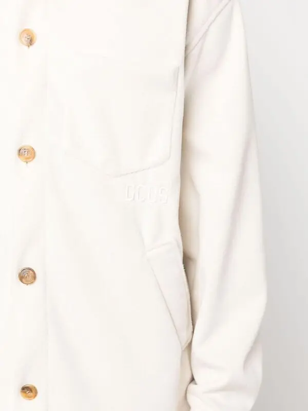 Gcds Logo-embroidered Overshirt - White