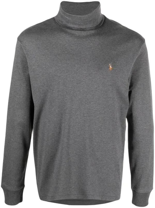 Polo Ralph Lauren Logo-embroidered Roll-neck Jumper - Grey