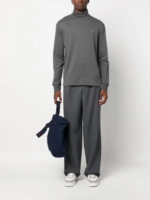 Polo Ralph Lauren Logo-embroidered Roll-neck Jumper - Grey