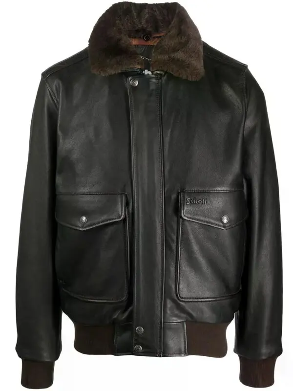 SCHOTT Spread-collar Leather Jacket