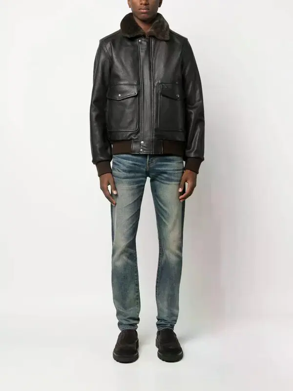 SCHOTT Spread-collar Leather Jacket
