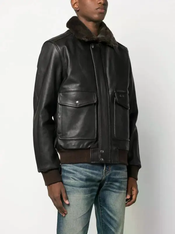 SCHOTT Spread-collar Leather Jacket