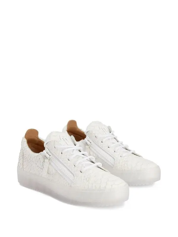 GIUSEPPE ZANOTTI Frankie Embossed Leather Sneakers - White