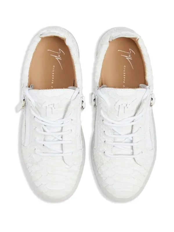 GIUSEPPE ZANOTTI Frankie Embossed Leather Sneakers - White