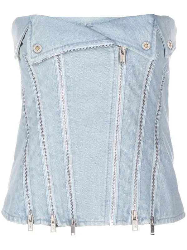 DION LEE Strapless Denim Top - Blue