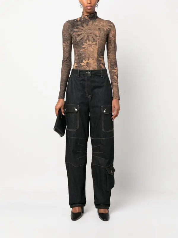 MAISON MARGIELA High Neck Floral Print Bodysuit