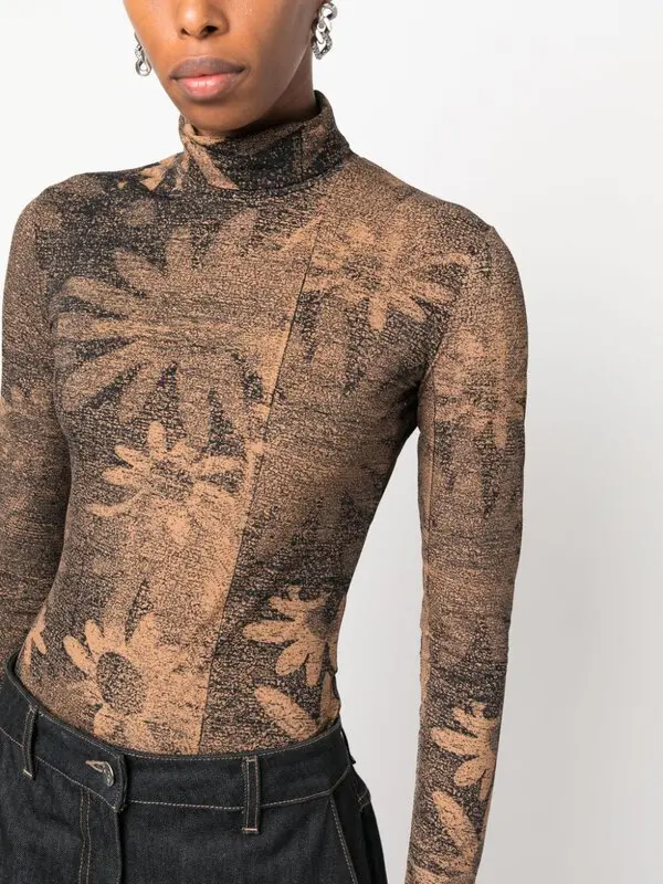MAISON MARGIELA High Neck Floral Print Bodysuit