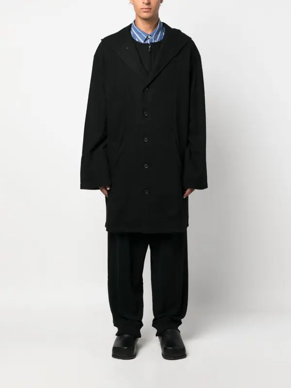 Yohji Yamamoto Single-breasted Hooded Coat