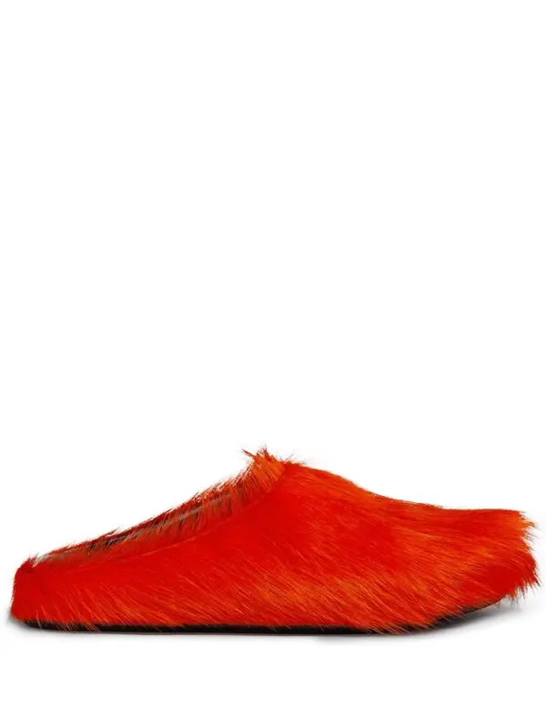 Marni Fussbet Sabot Calf-hair Slippers - Orange