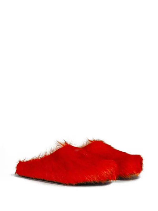Marni Fussbet Sabot Calf-hair Slippers - Orange