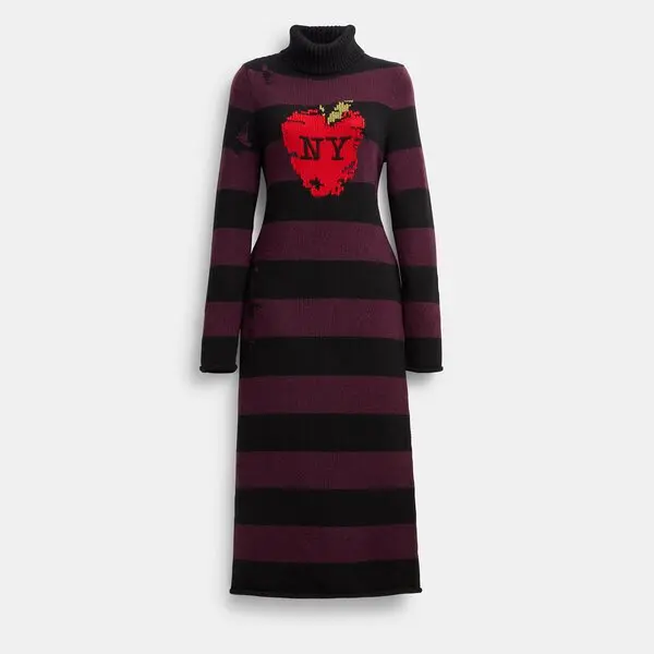 COACH New York Apple Distressed Sweater Dress