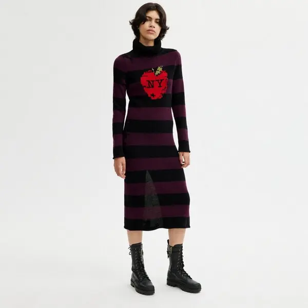 Coach New York Apple Distressed Sweater Dress In Black - 50% Off |  Editorialist