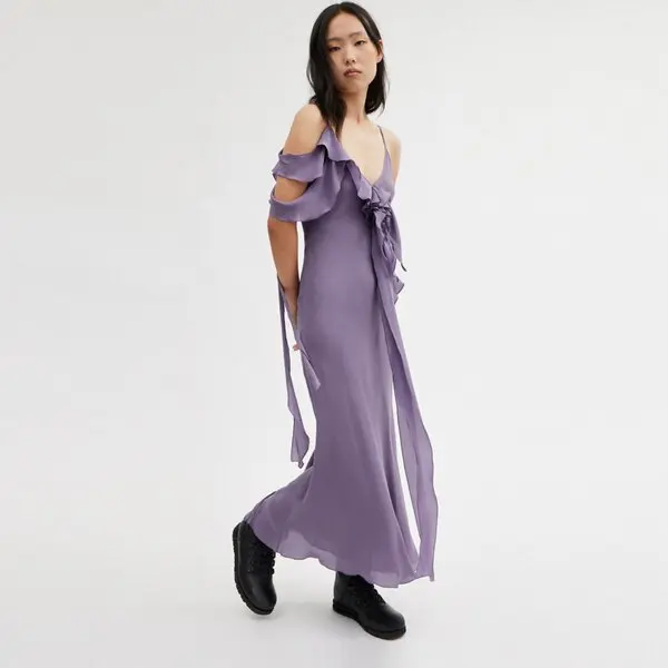 Coach Spaghetti Strap Bias Dress In Purple - 50% Off | Editorialist