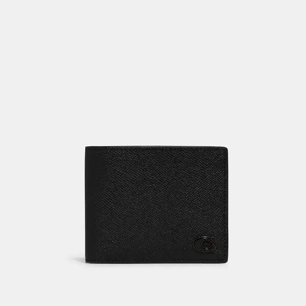Coach 3 In 1 Wallet With Signature Canvas Interior - Black