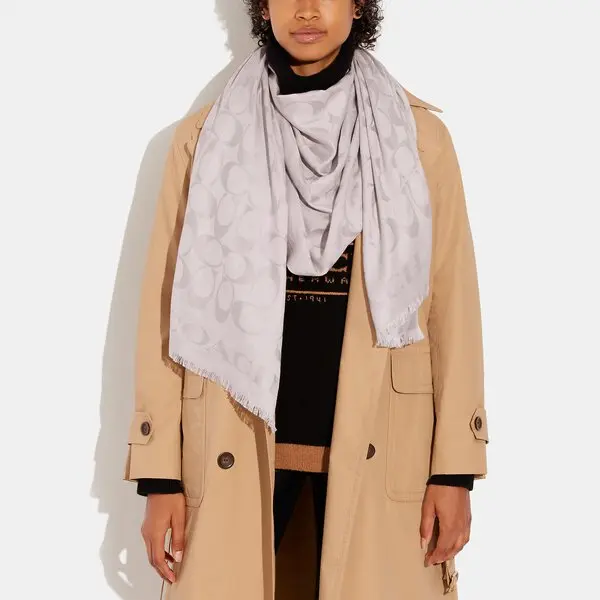 COACH Signature Stole - Grey