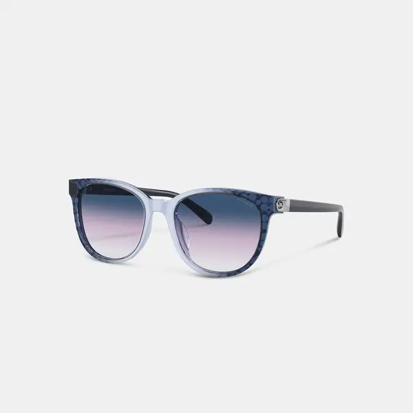 COACH Horse And Carriage Round Sunglasses - Blue Signature C Gradient