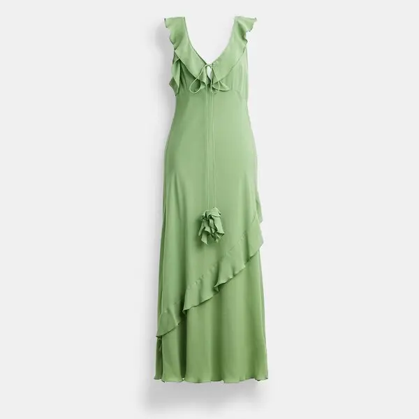 Coach V Neck Bias Dress In Green - 50% Off | Editorialist