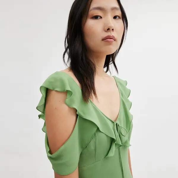 Coach V Neck Bias Dress In Green - 50% Off | Editorialist