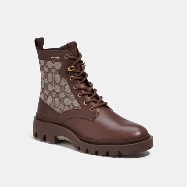 COACH Citysole Lace Up Boot In Signature Jacquard